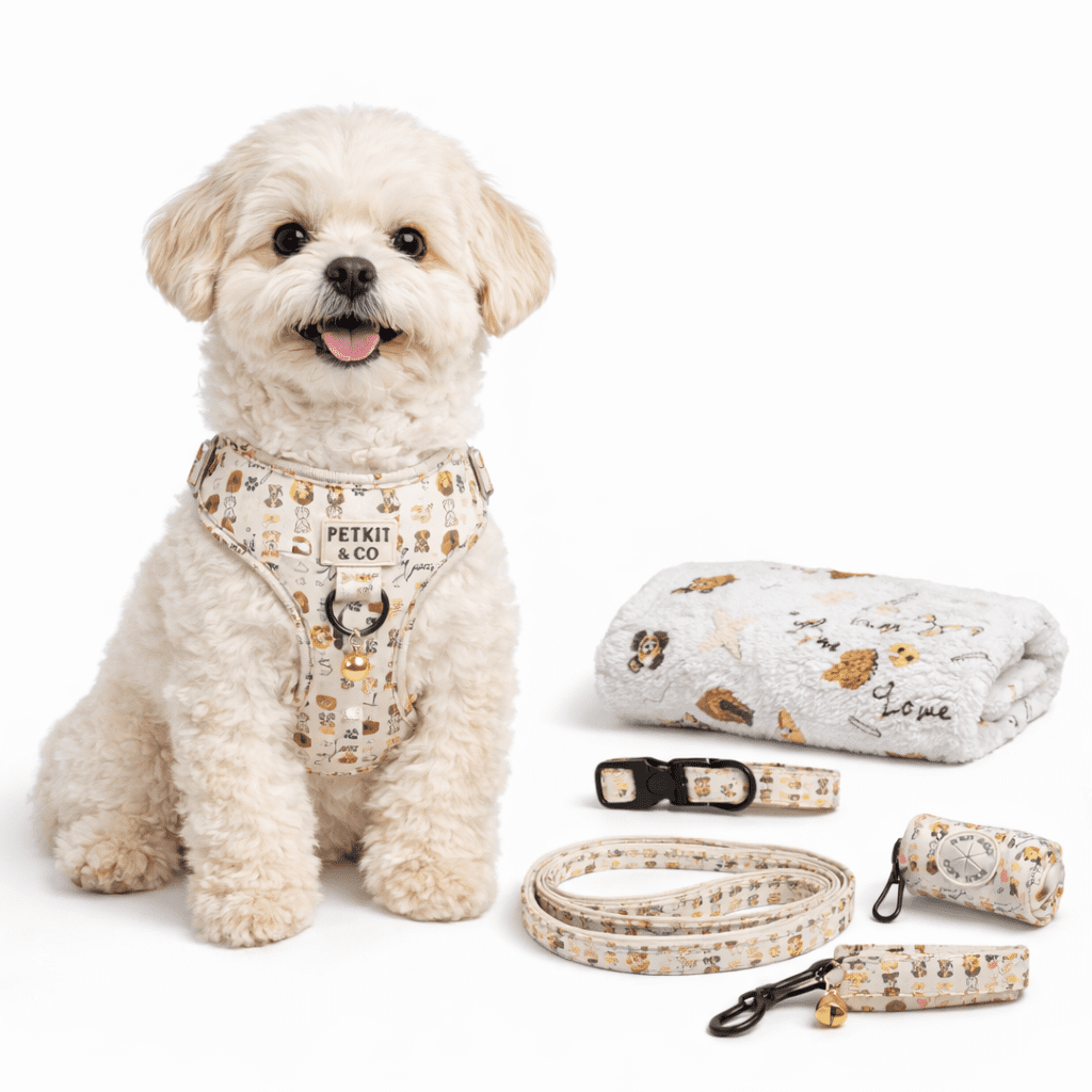 Reflective Dog Harness Set with Collar, Leash, Pet Blanket & ID Tag ...