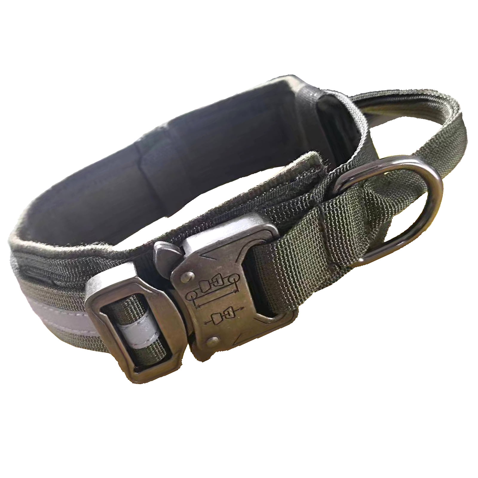 Reflective Dog Heavy Metal Buckle Collar with Handle Adjustable Nylon ...