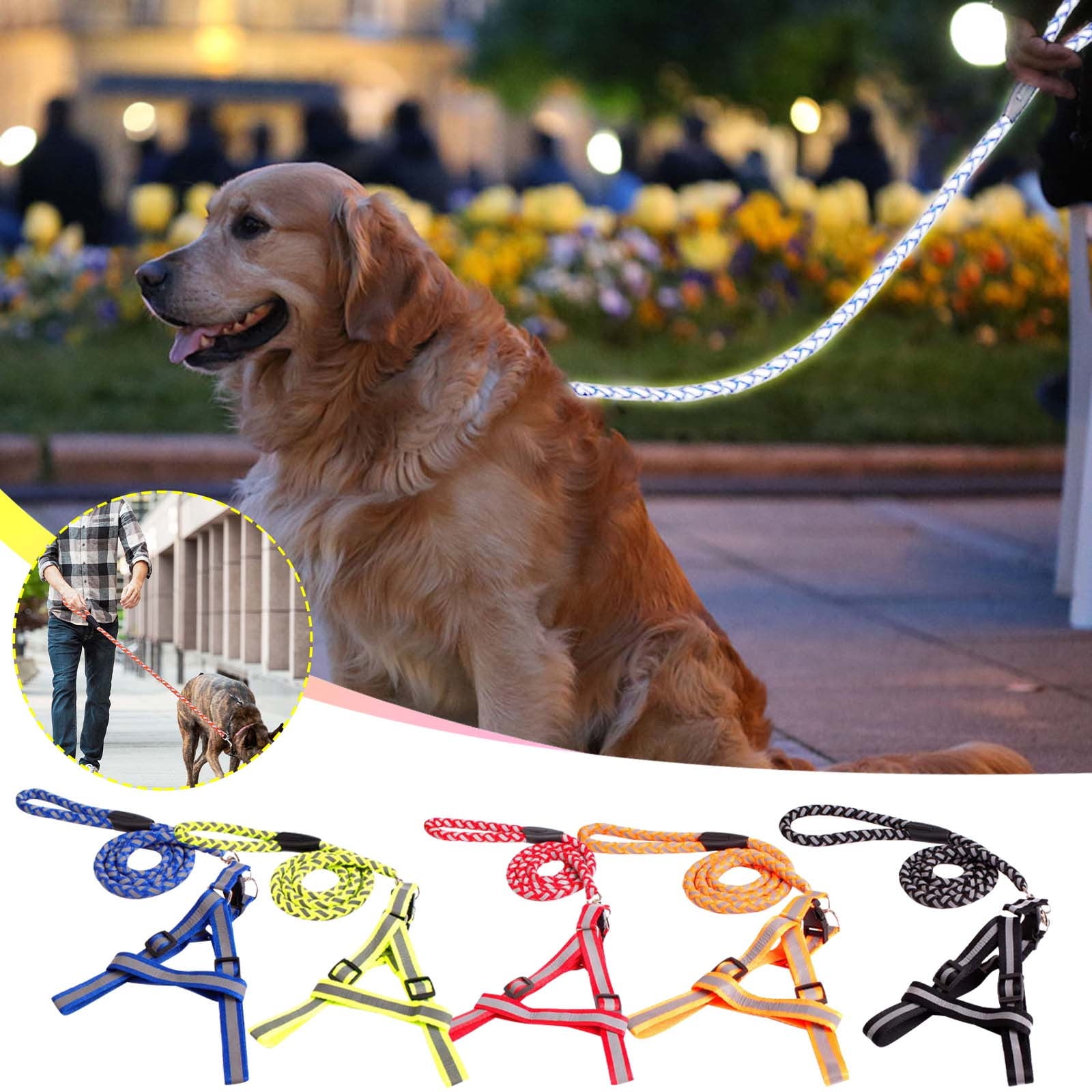 Reflective Dog Leash, Heavy Duty Woven Rope with Padded Handle, for ...