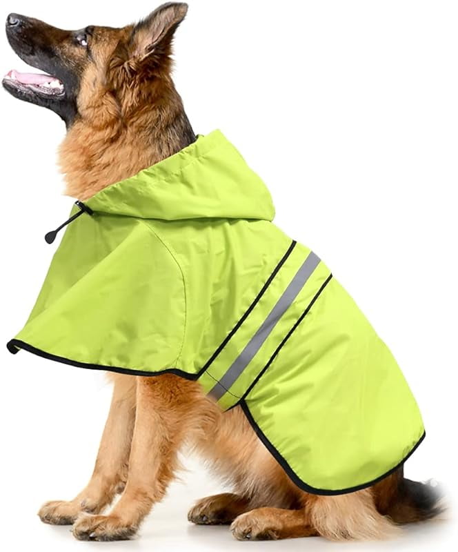 Reflective Dog Rain Coat - Waterproof Adjustable Pet Rain Jacket ...