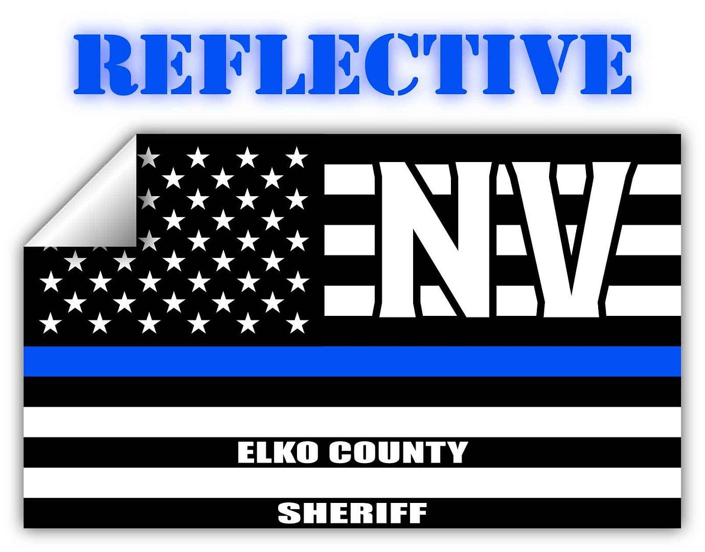 Reflective Elko County Nevada NV Thin Blue Line Stealthy Old Glory USA ...