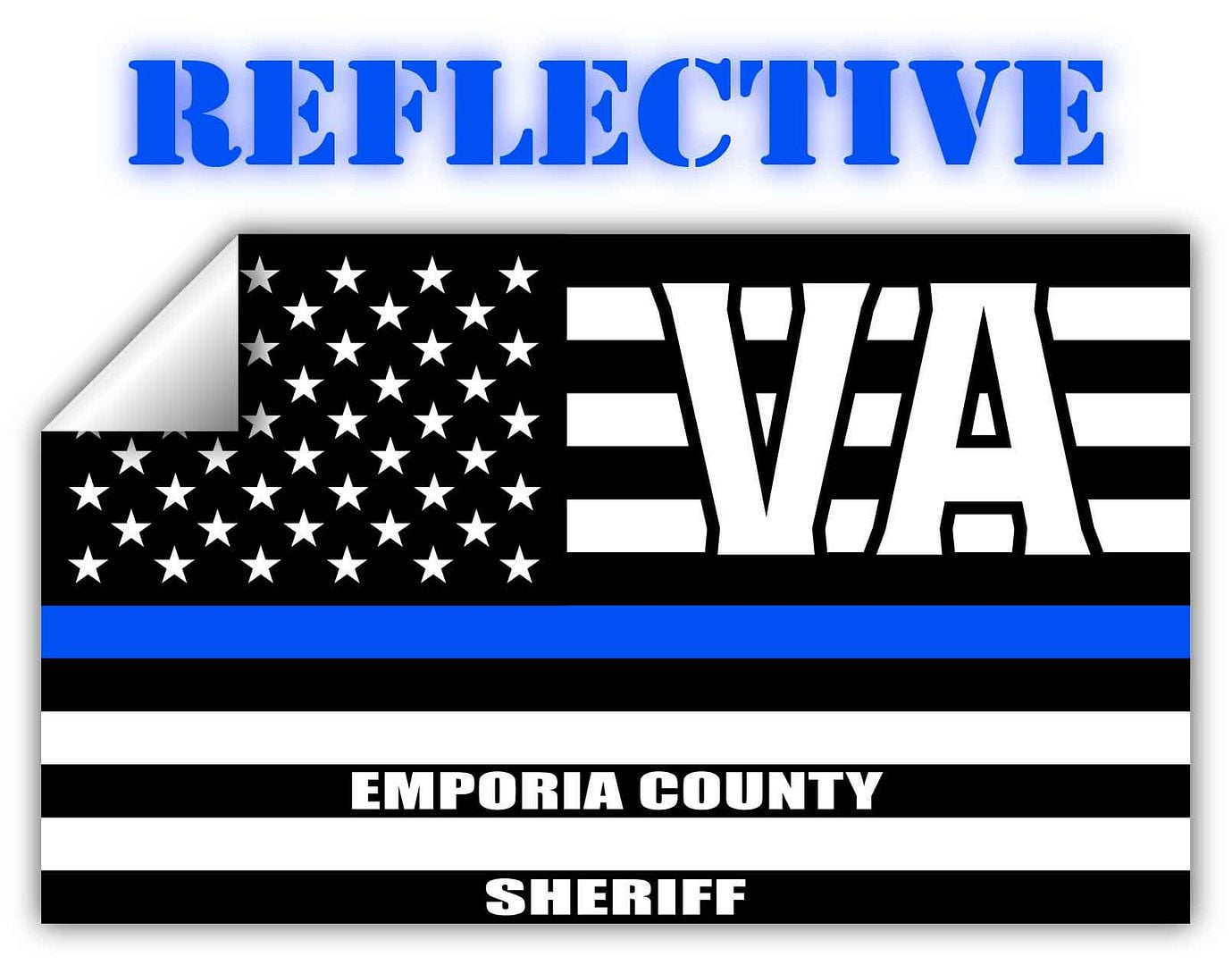 Reflective Emporia County Virginia VA Thin Blue Line Stealthy Old Glory USA Flag | Honoring Law ...