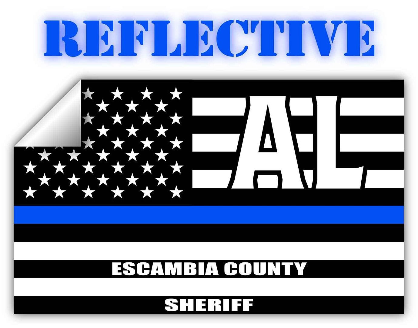 Reflective Escambia County Alabama AL Thin Blue Line Stealthy Old Glory ...