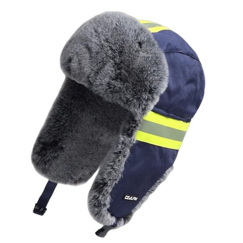 Reflective Fleece Lined Trapper Hat with Ear Protection Cold Weather ...
