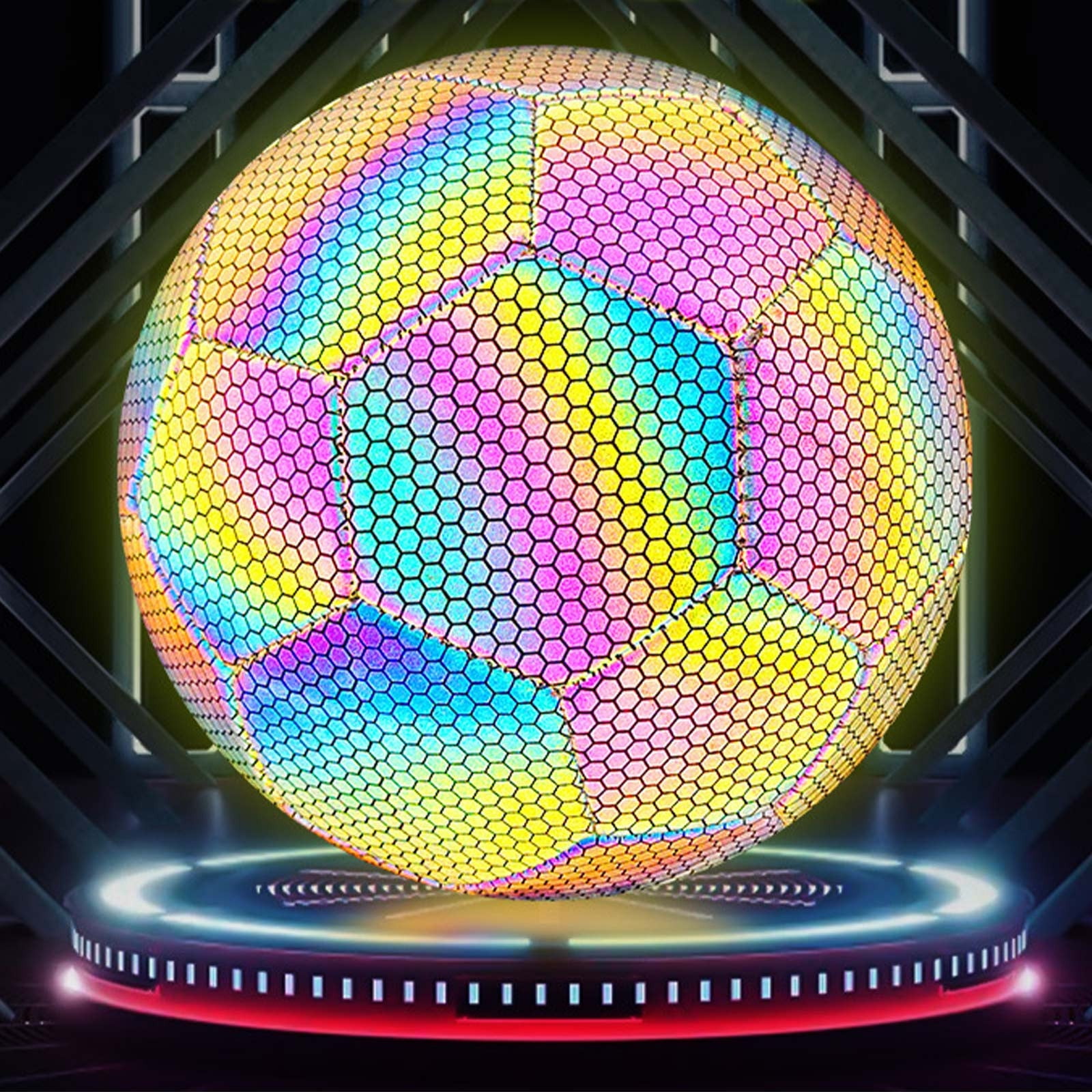 Reflective Football Holographic Luminous Soccer Ball for Night Games ...