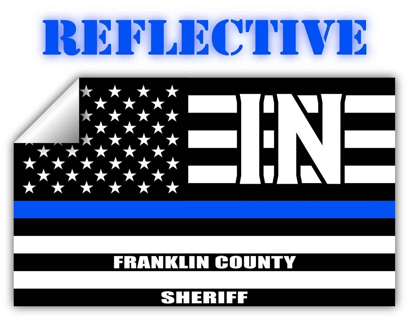 Reflective Franklin County Indiana IN Thin Blue Line Stealthy Old Glory ...