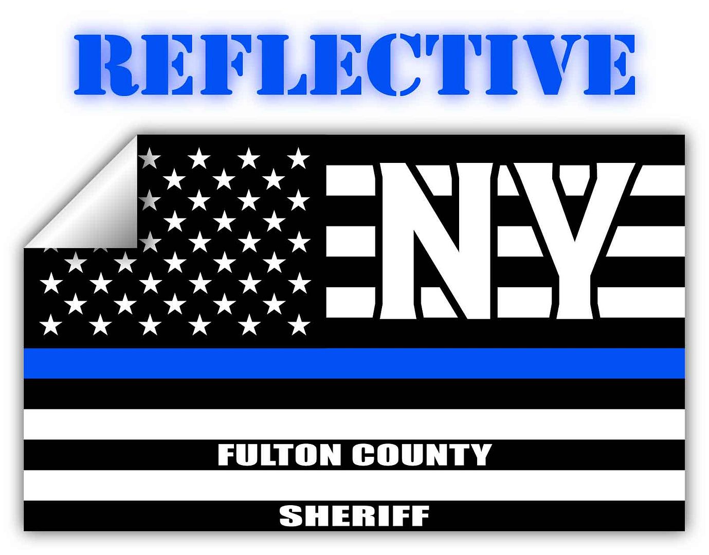 Reflective Fulton County New York NY Thin Blue Line Stealthy Old Glory ...