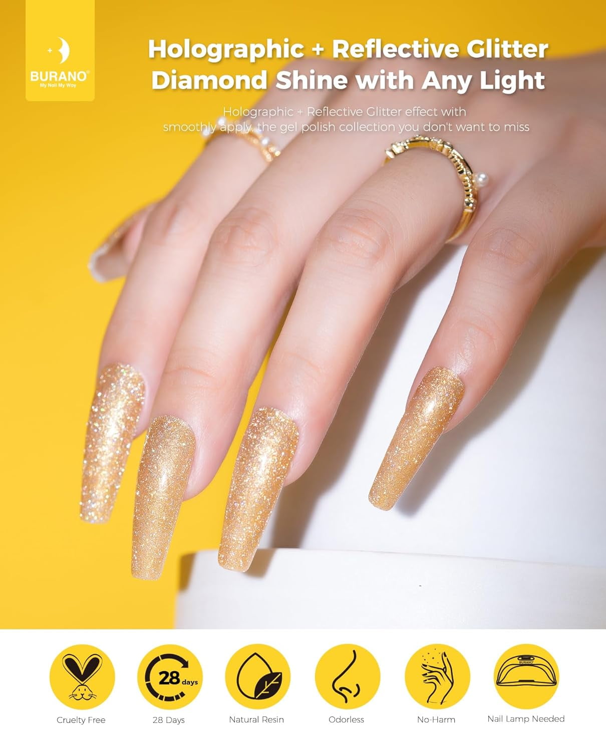 Reflective Gel Nail Polish, 7.3ml Reflective Diamond Nail Glitter Gel Polish, Sparkly Summer ...