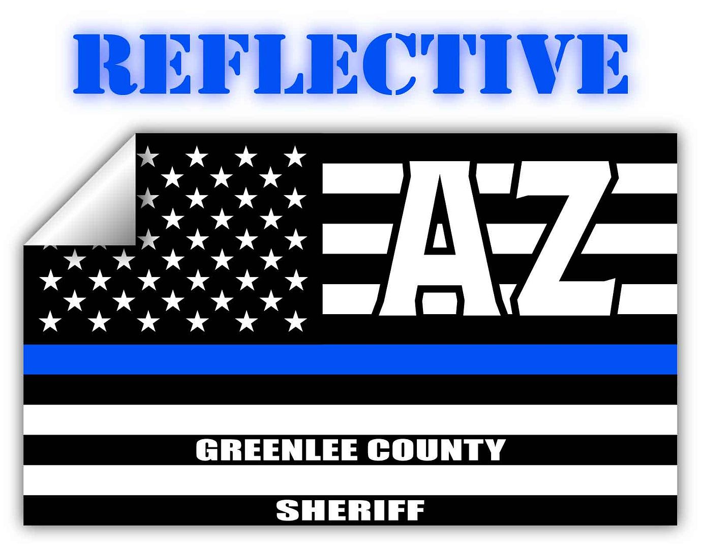 Reflective Greenlee County Arizona AZ Thin Blue Line Stealthy Old Glory ...