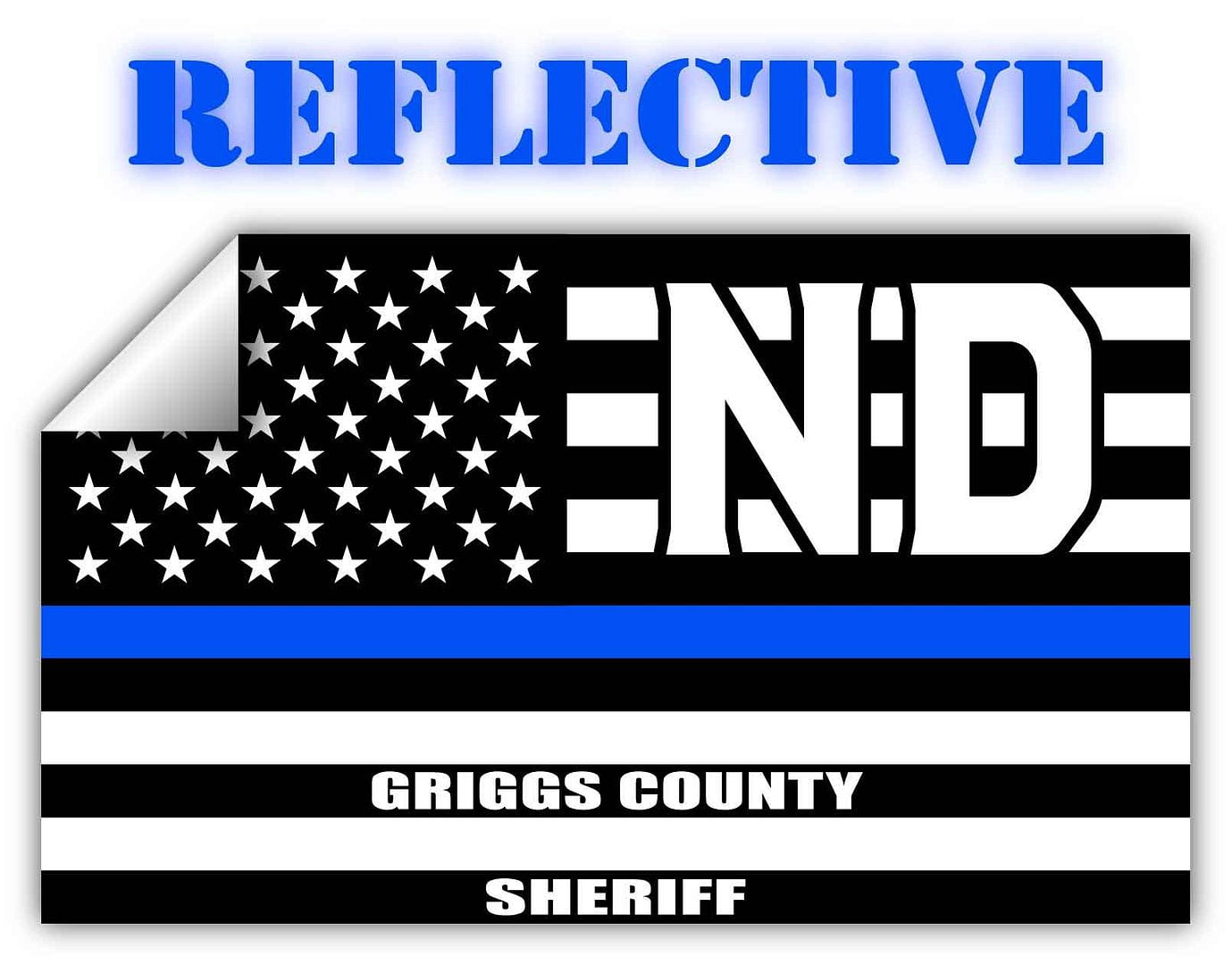 Reflective Griggs County North Dakota ND Thin Blue Line Stealthy Old ...