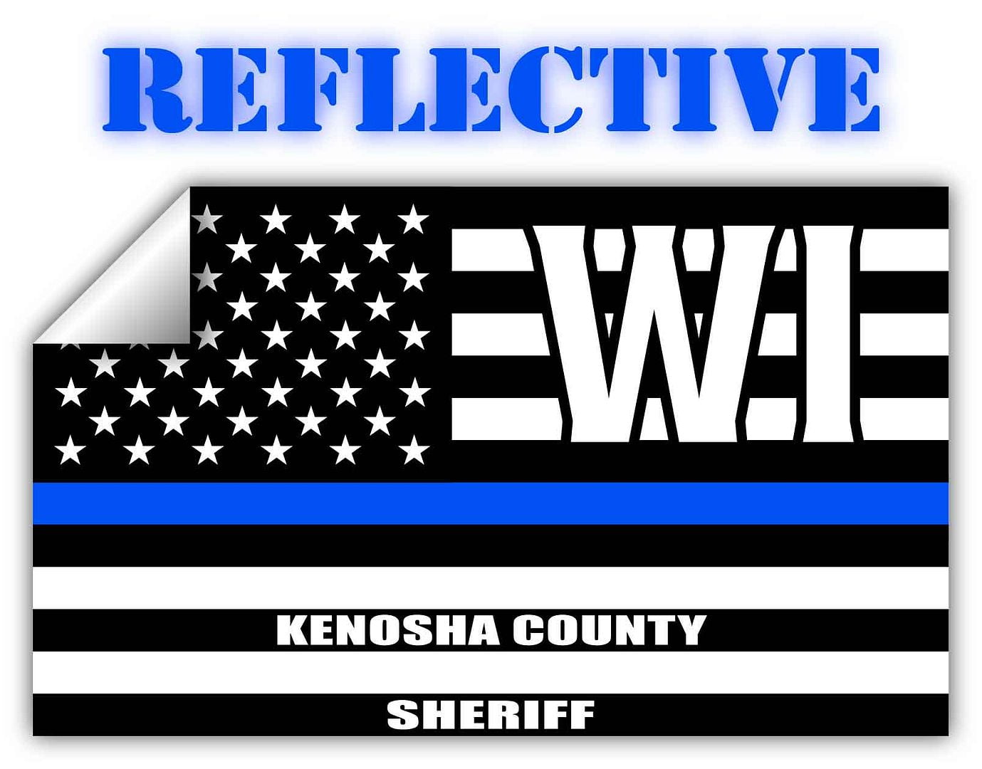 Reflective Kenosha County Wisconsin WI Thin Blue Line Stealthy Old ...