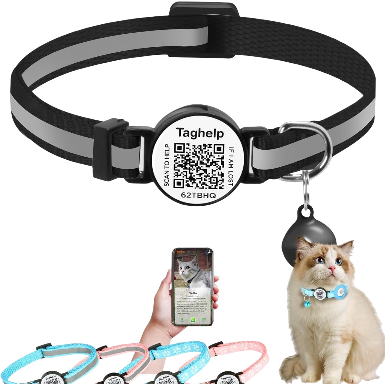 Reflective Kitten Collars with Bell,Cat Collar Breakaway with QR Code ...