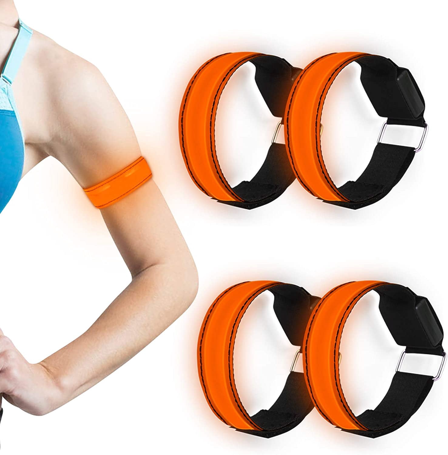 Reflective LED Armbands for Running, Elastic LED Wristband Glow in The ...