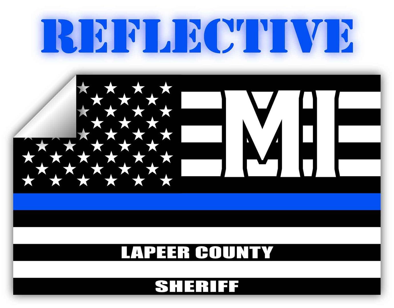 Reflective Lapeer County Michigan MI Thin Blue Line Stealthy Old Glory ...