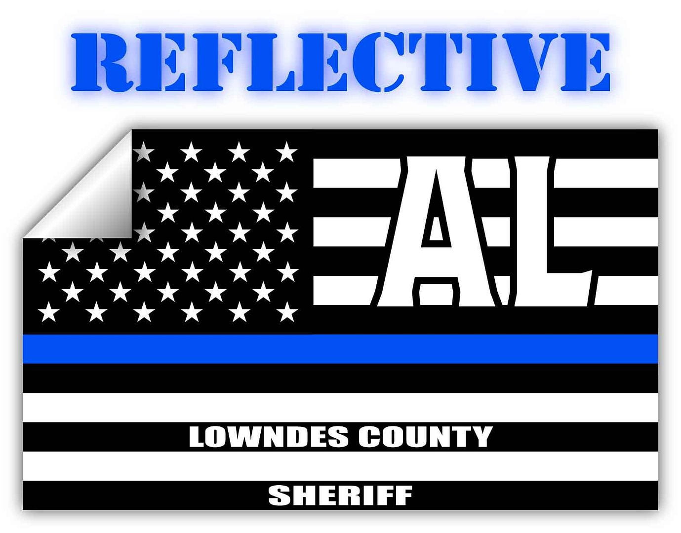 Reflective Lowndes County Alabama AL Thin Blue Line Stealthy Old Glory ...