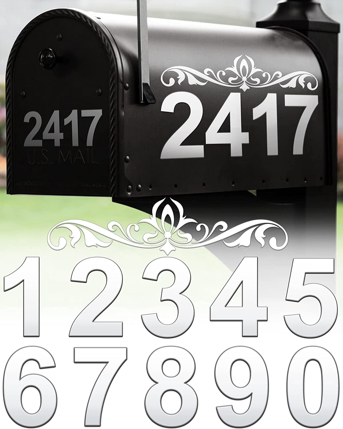 Reflective Mailbox Numbers 2 Inch (0-9), Waterproof House Numbers for ...