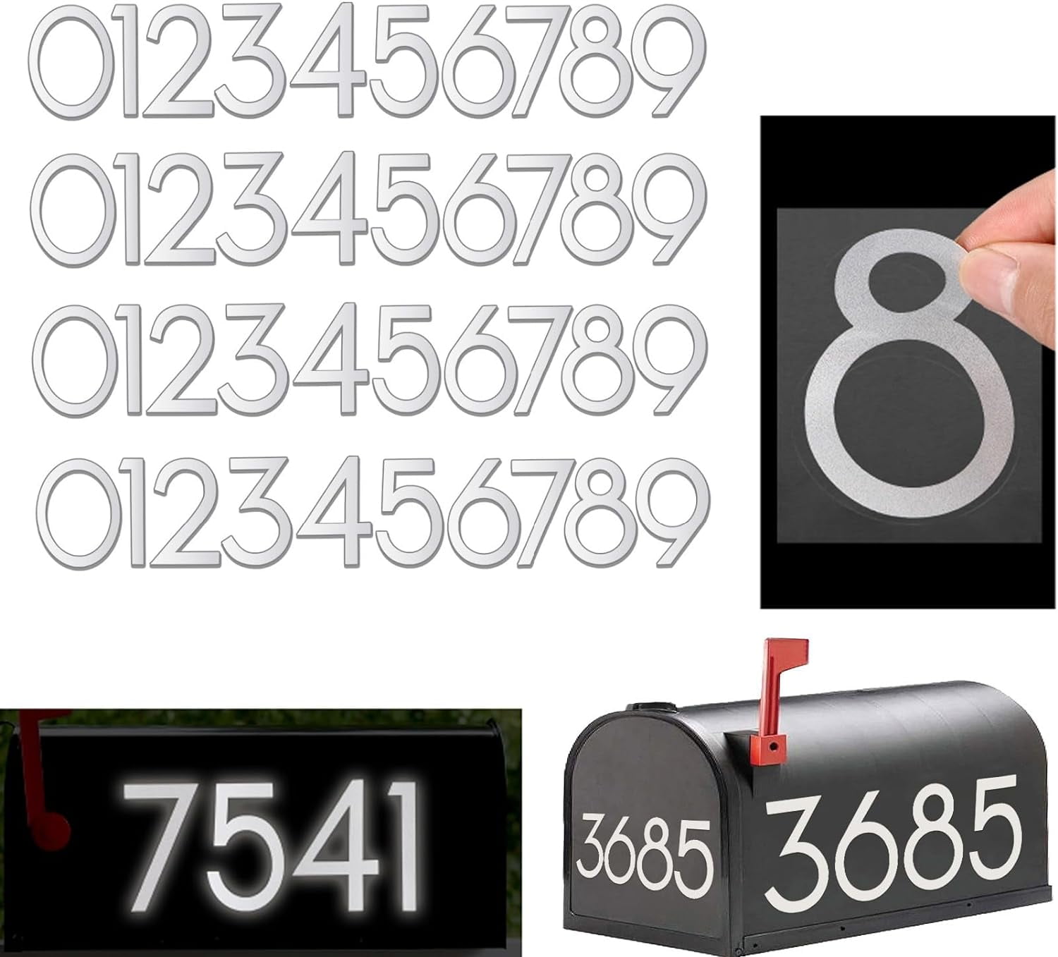 Reflective Mailbox Numbers for Outside - 30 Pcs Waterproof Mailbox ...