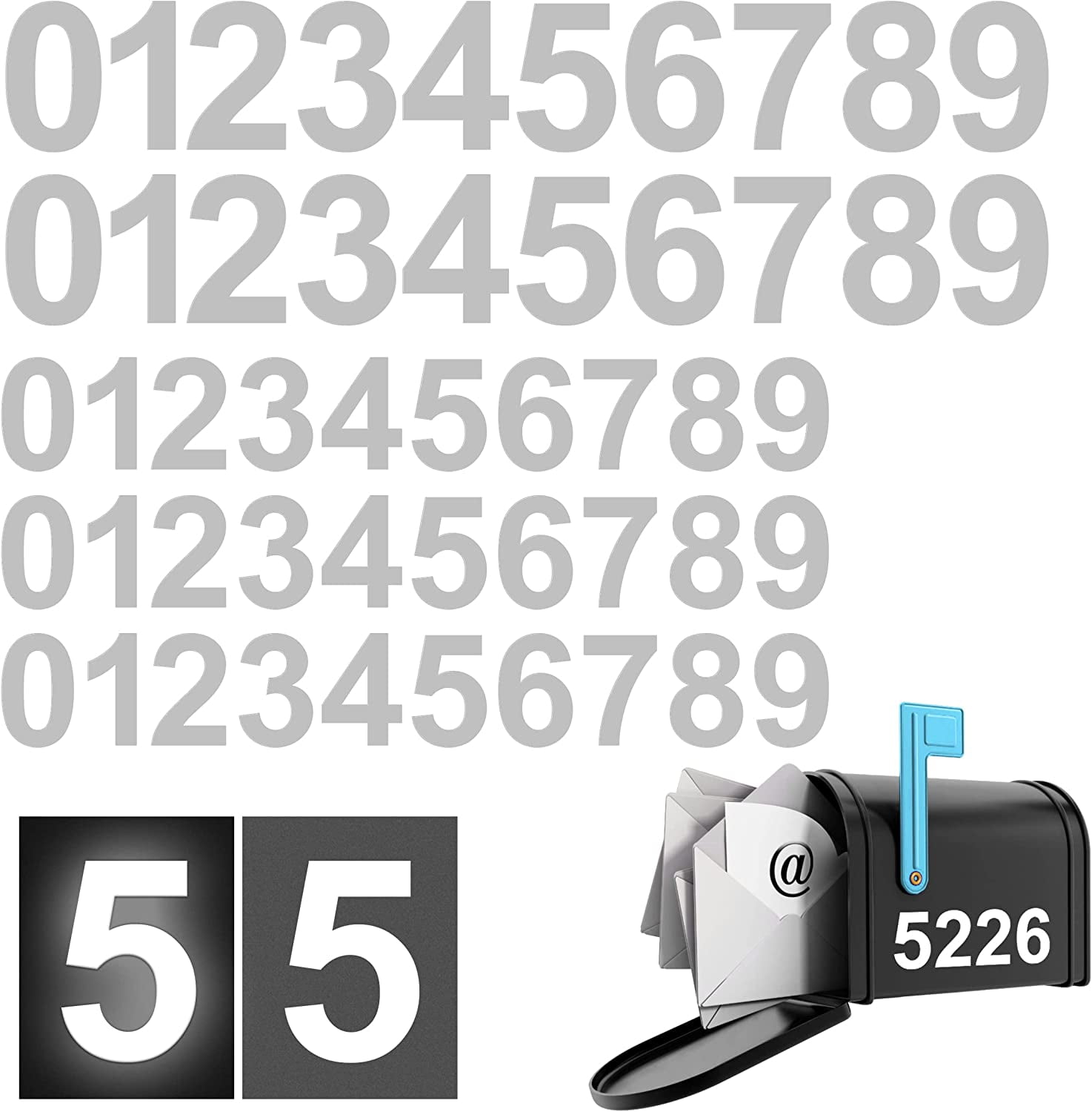 Reflective Mailbox Numbers for Outside - 50 Pieces (0-9) Waterproof ...