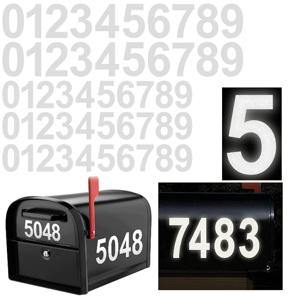 Reflective Mailbox Numbers Sticker Decal Die Cut Classic Style Vinyl ...