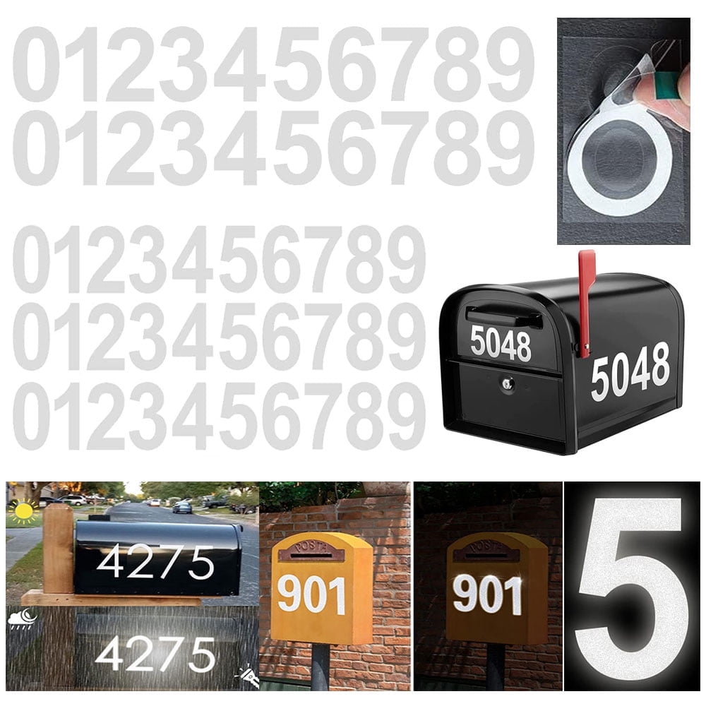 Reflective Mailbox Numbers Sticker Decal Die Cut Classic Style Vinyl ...