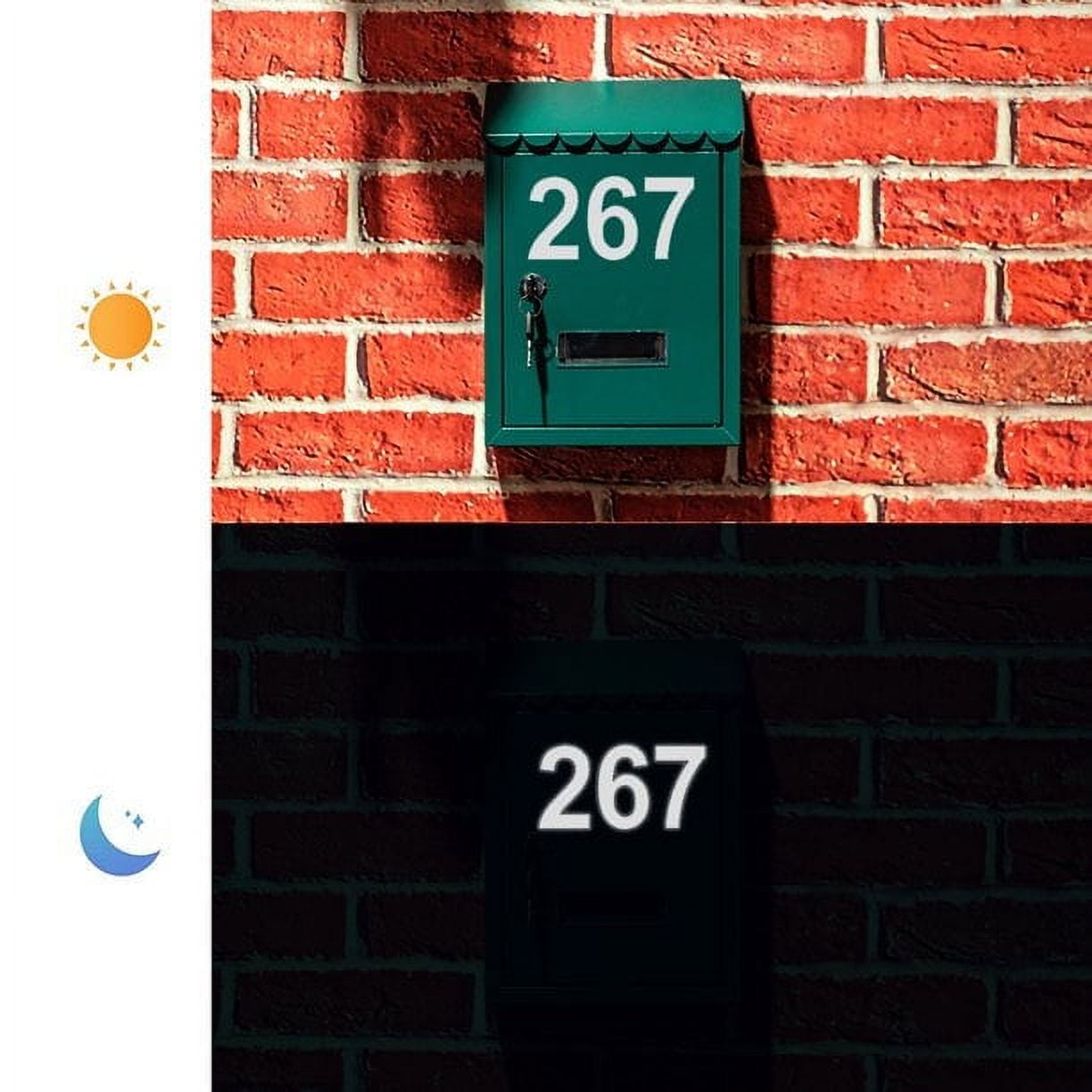 Reflective Mailbox Numbers Sticker for Outside, 4 inch 5 Sets 0-9 Self ...