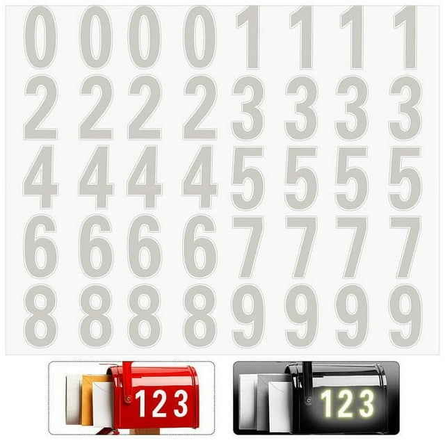 Reflective Mailbox Numbers Sticker for Outside, 4 inch 5 Sets 0-9 Self ...