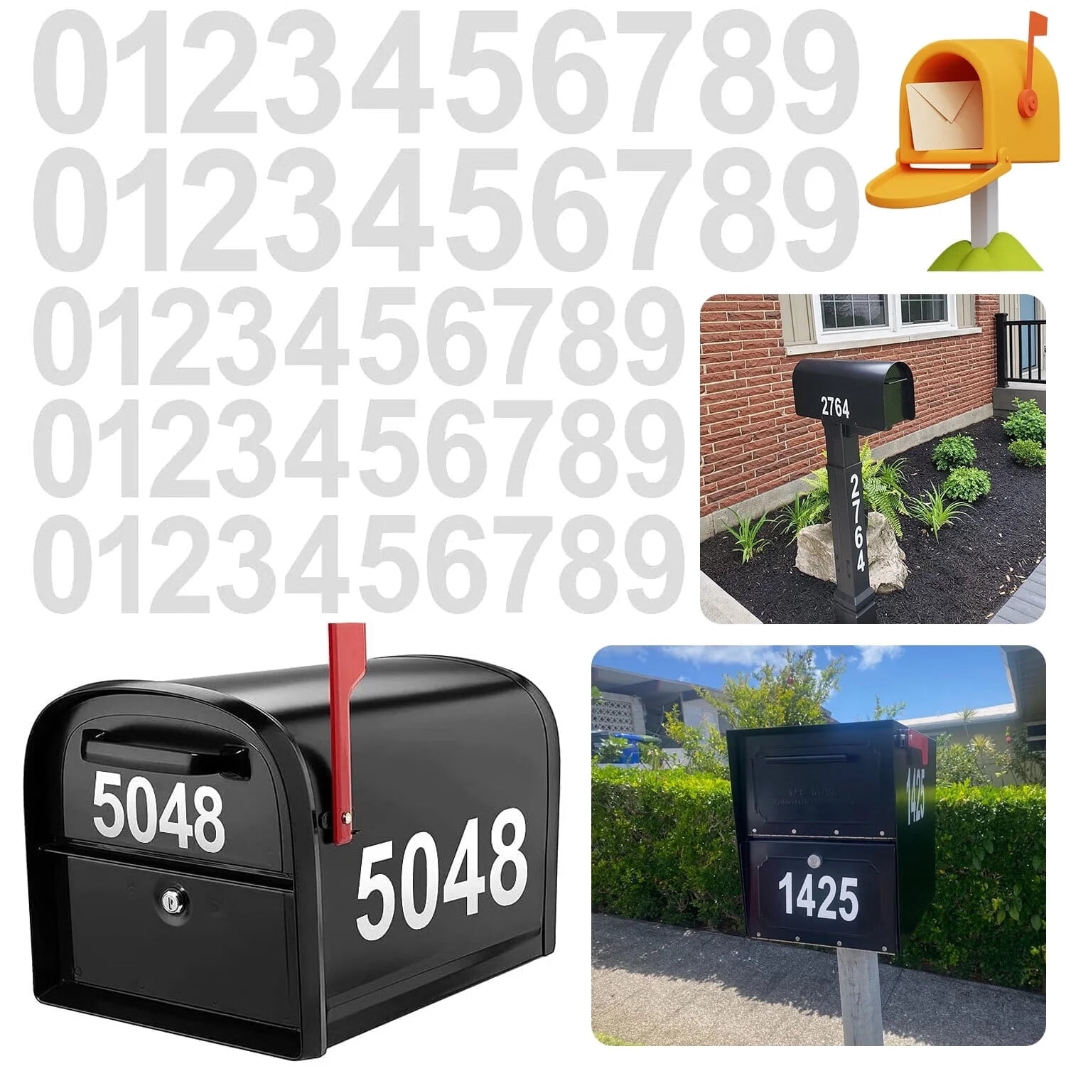 Reflective Mailbox Numbers for Outdoors,5 Sets Waterproof Mailbox ...