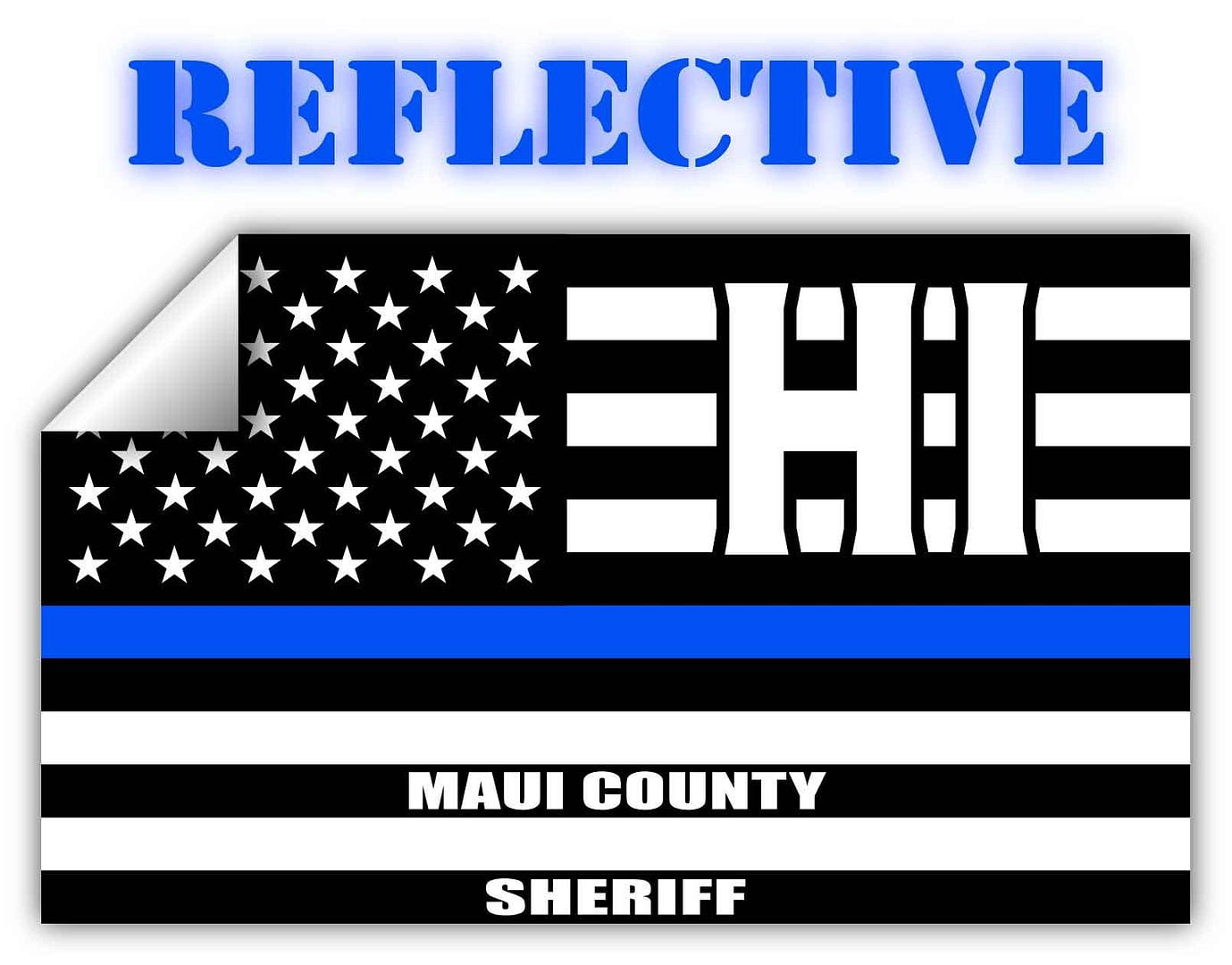 Reflective Maui County Hawaii HI Thin Blue Line Stealthy Old Glory USA ...