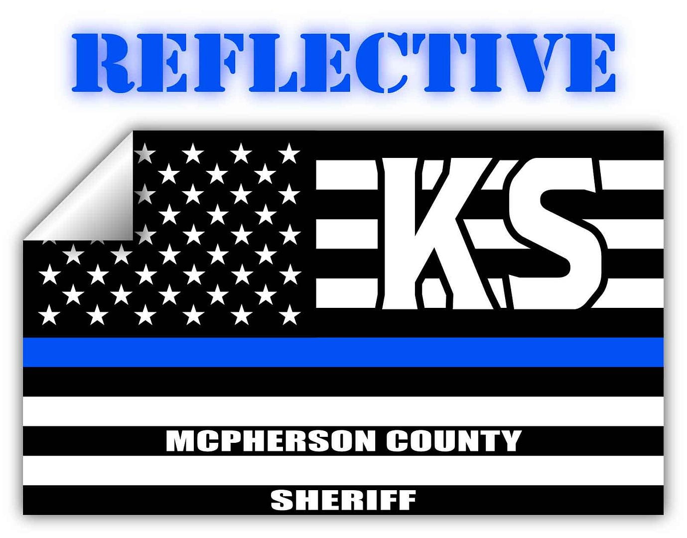 Reflective McPherson County Kansas KS Thin Blue Line Stealthy Old Glory ...