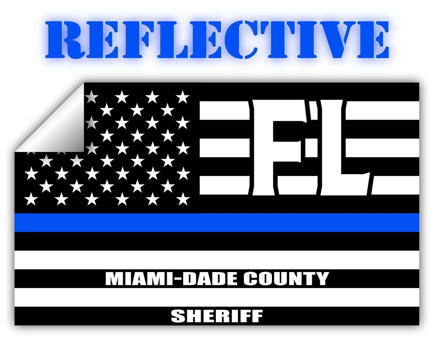 Reflective Miami-Dade County Florida FL Thin Blue Line Stealthy Old ...