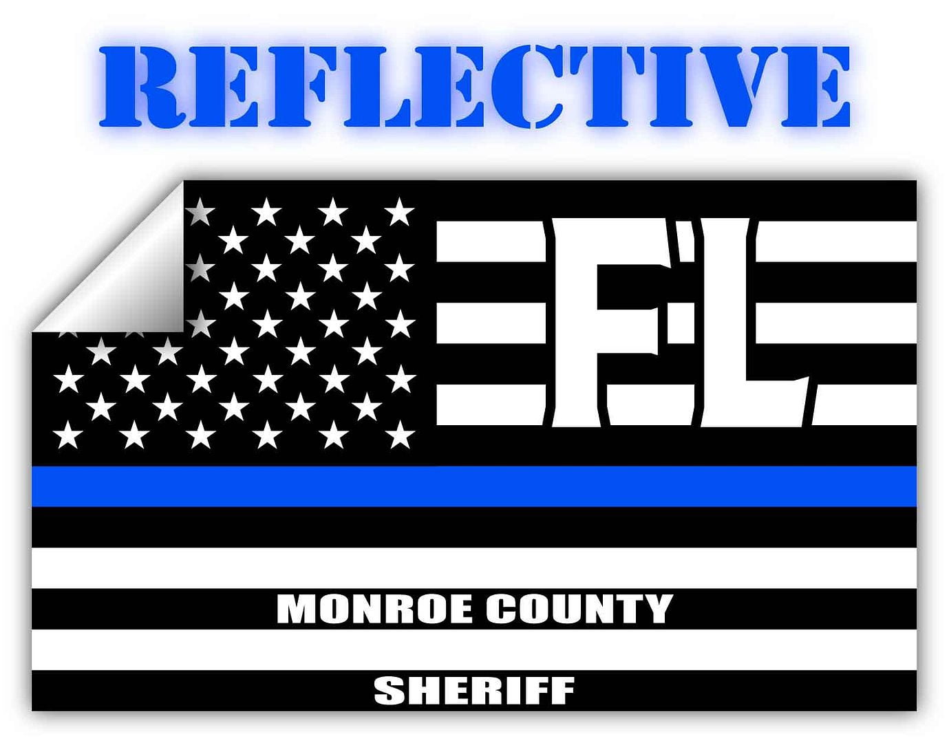 Reflective Monroe County Florida FL Thin Blue Line Stealthy Old Glory ...