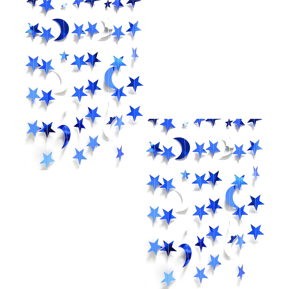 Reflective Moon Star Flags 2pcs Summer stars and moon reflective pull ...