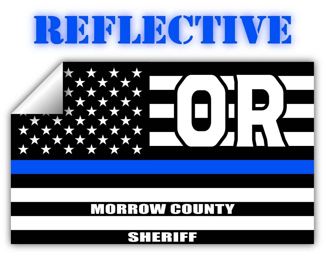 Reflective Morrow County Oregon OR Thin Blue Line Stealthy Old Glory ...