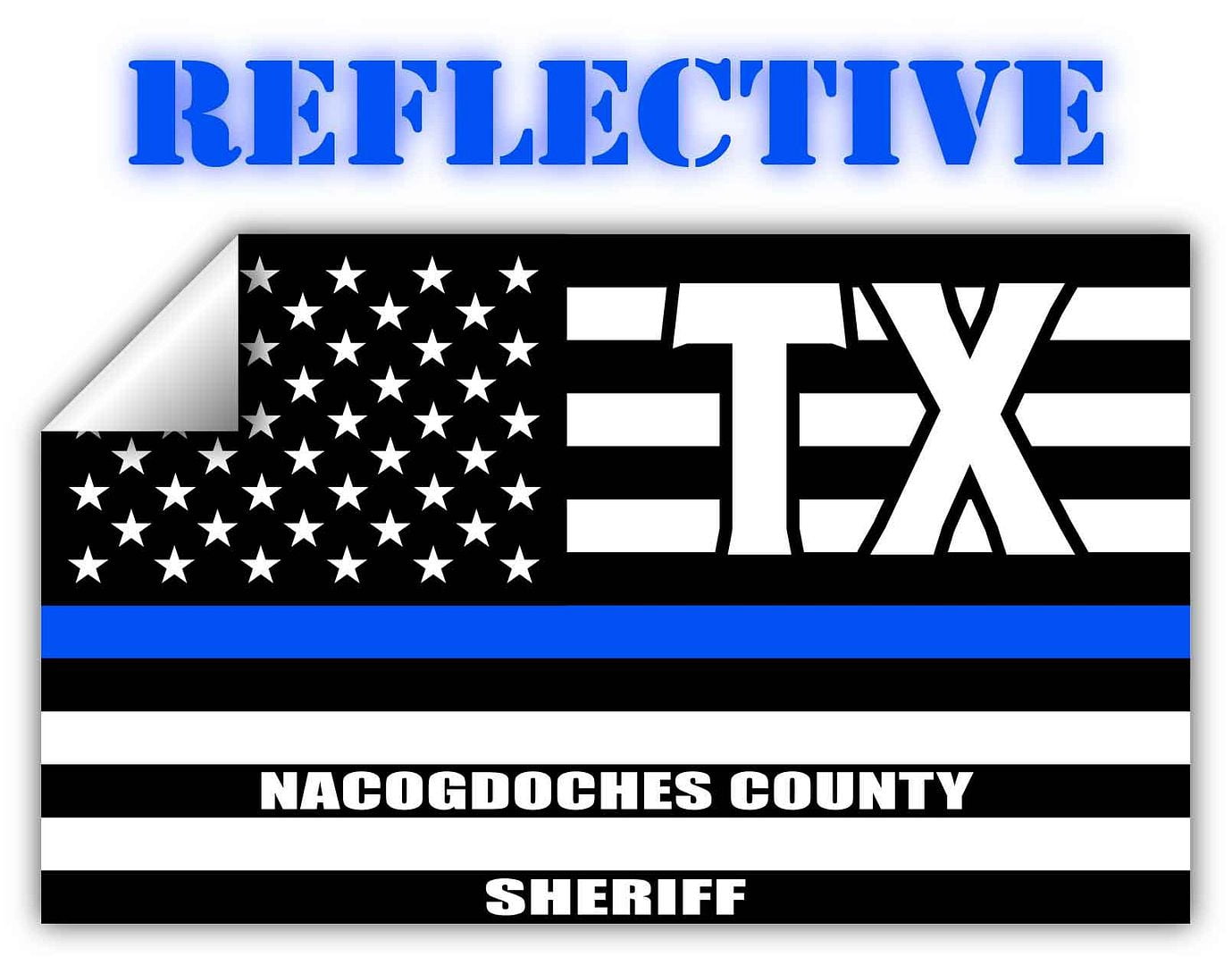 Reflective Nacogdoches County Texas TX Thin Blue Line Stealthy Old ...