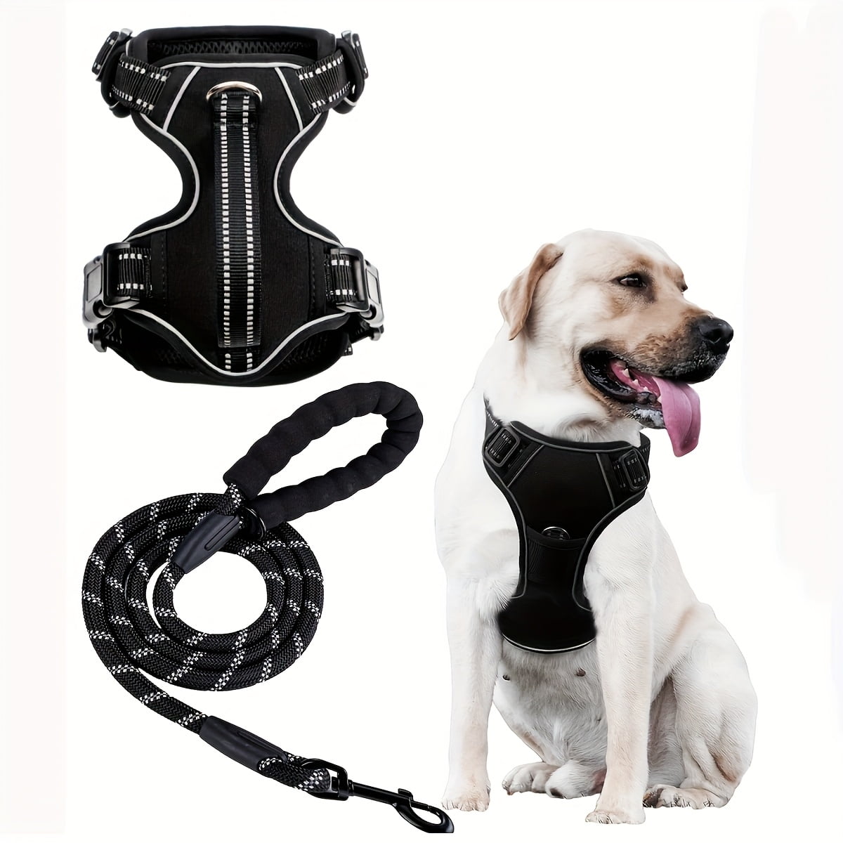 Reflective No-Pull Vest For Pet Dog Harness, Polyester 5FT Harness With ...