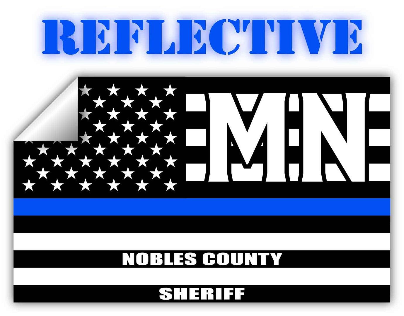 Reflective Nobles County Minnesota MN Thin Blue Line Stealthy Old Glory ...