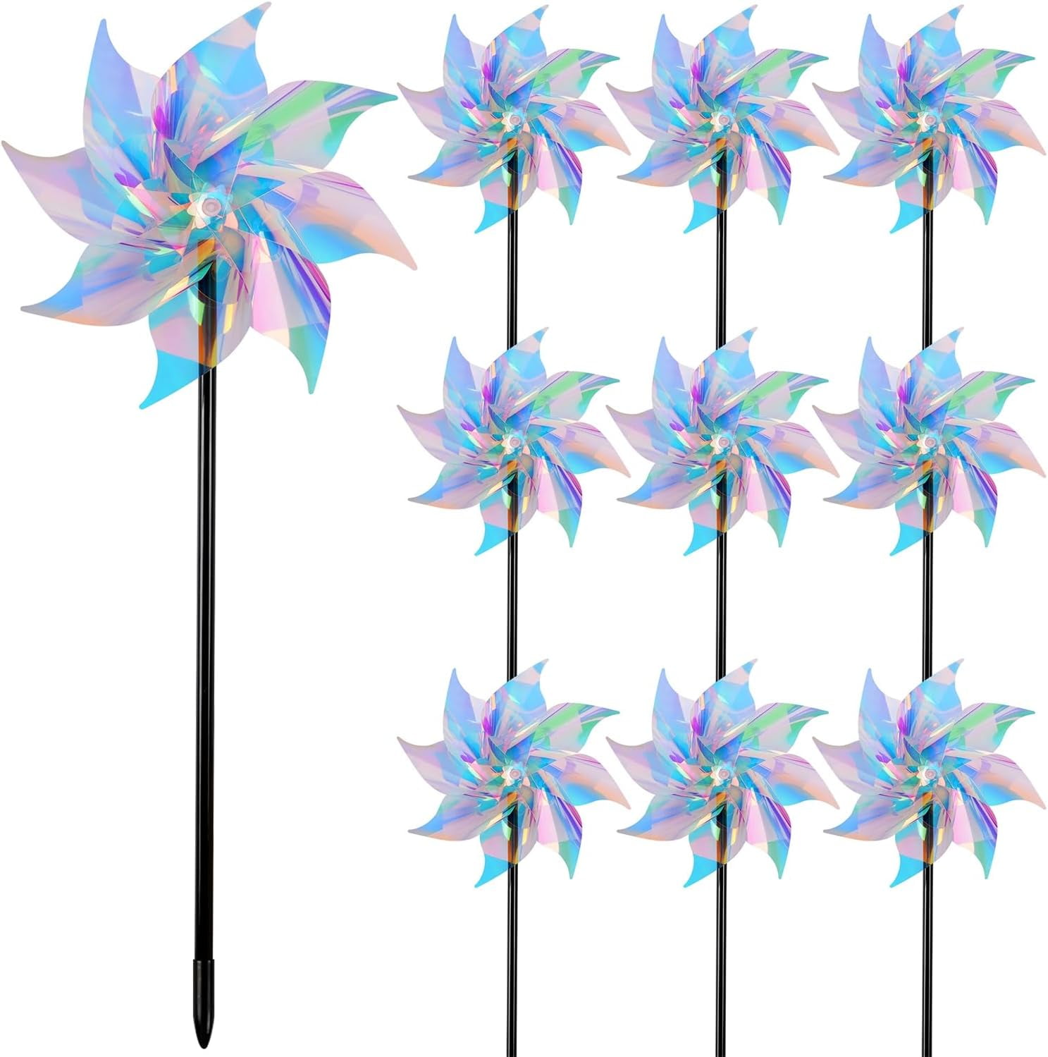 Reflective Pinwheels Wind Spinner, Extra Sparkly Pinwheel with Stakes ...