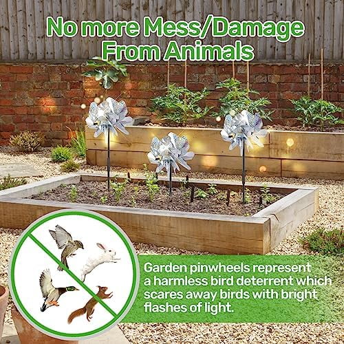 Reflective Pinwheels for Yard and Garden, Pre-Installed Sparkly Blind ...