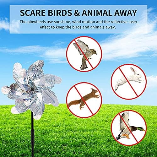 Reflective Pinwheels for Yard and Garden, Pre-Installed Sparkly Blind ...