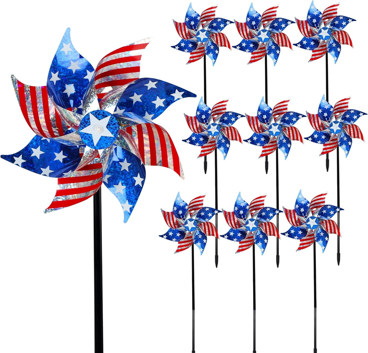 Reflective Pinwheels with Stakes, Extra Sparkly Pinwheel for Garden ...