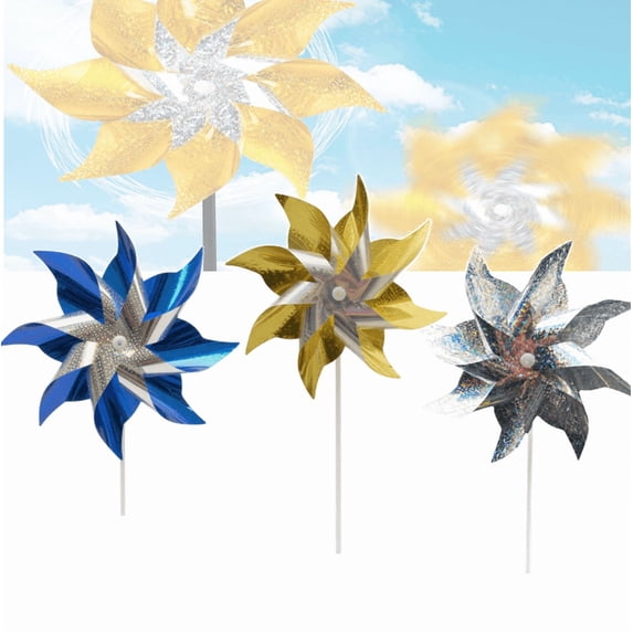 Reflective Pinwheels with Stakes, Sparkly Garden Pinwheel, Outdoor Wind ...