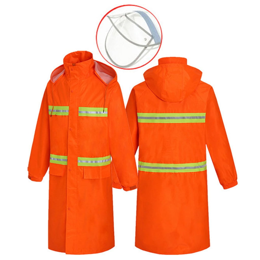 Reflective Rain Jacket Rain Gear High Visibility Long Rain Construction ...