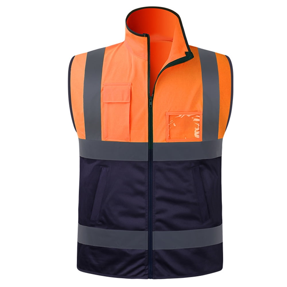 Reflective Safety Vest High Visibility Multi Pockets Construction Man ...