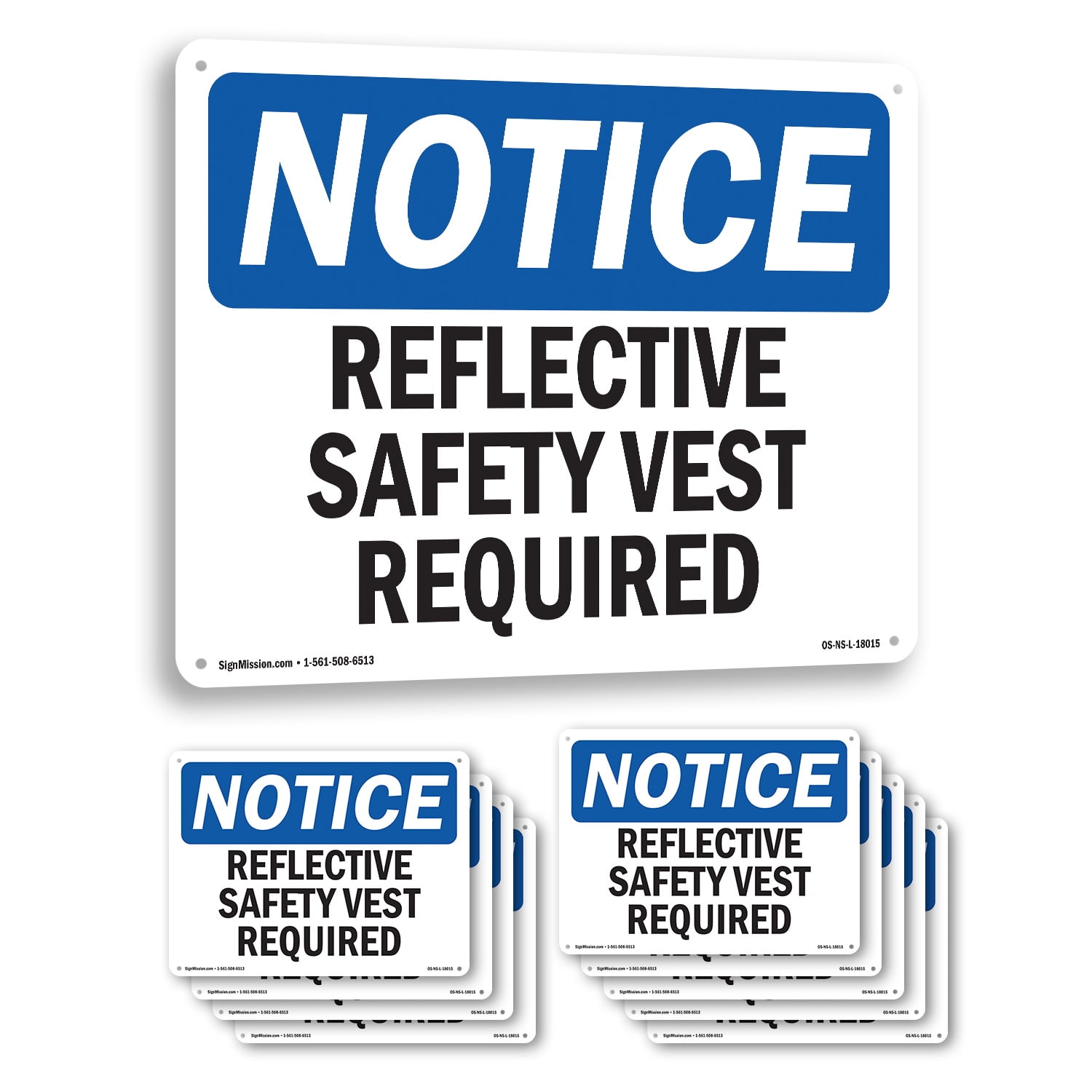 Reflective Safety Vest Required OSHA Notice Rigid Plastic Sign 10 Inch ...