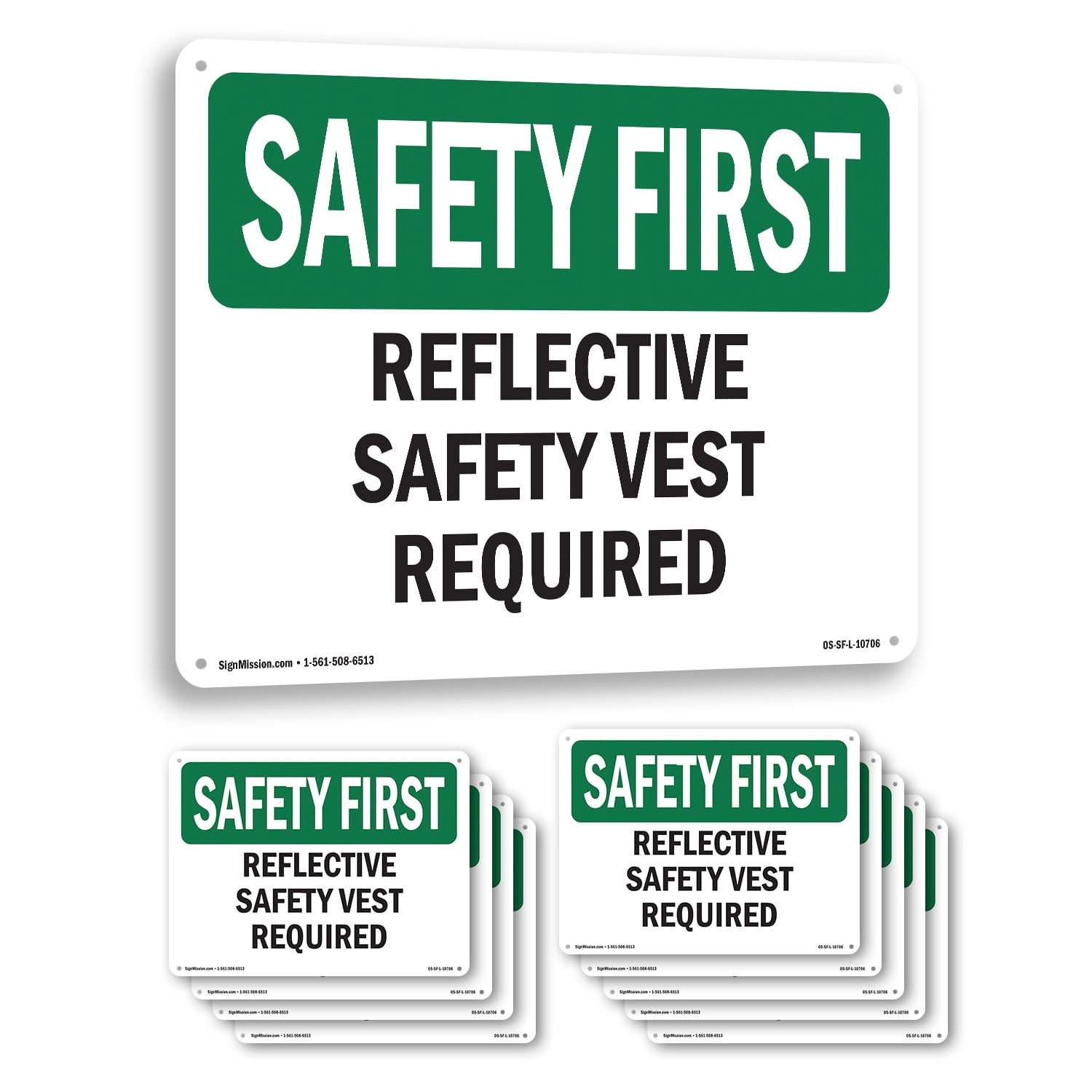 Reflective Safety Vest Required OSHA SAFETY FIRST Aluminum Sign 24 Inch ...