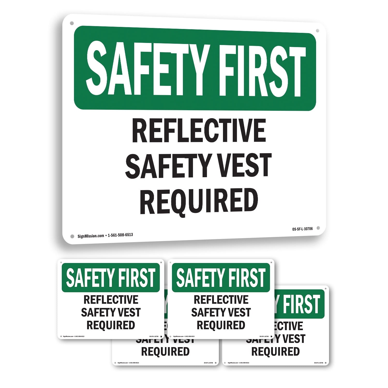 Reflective Safety Vest Required OSHA SAFETY FIRST Rigid Plastic Sign 24 ...