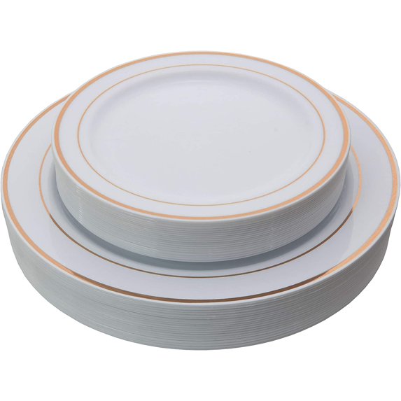 Reflective (Silver Line) Plastic Plates-60 Peices Premium Heavyweight ...