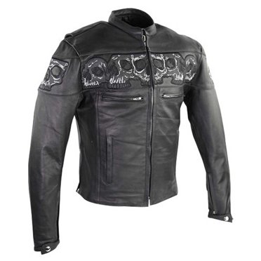 Perrini 1 PC White & Black Genuine Cowhide Leather Motorcycle Riders ...
