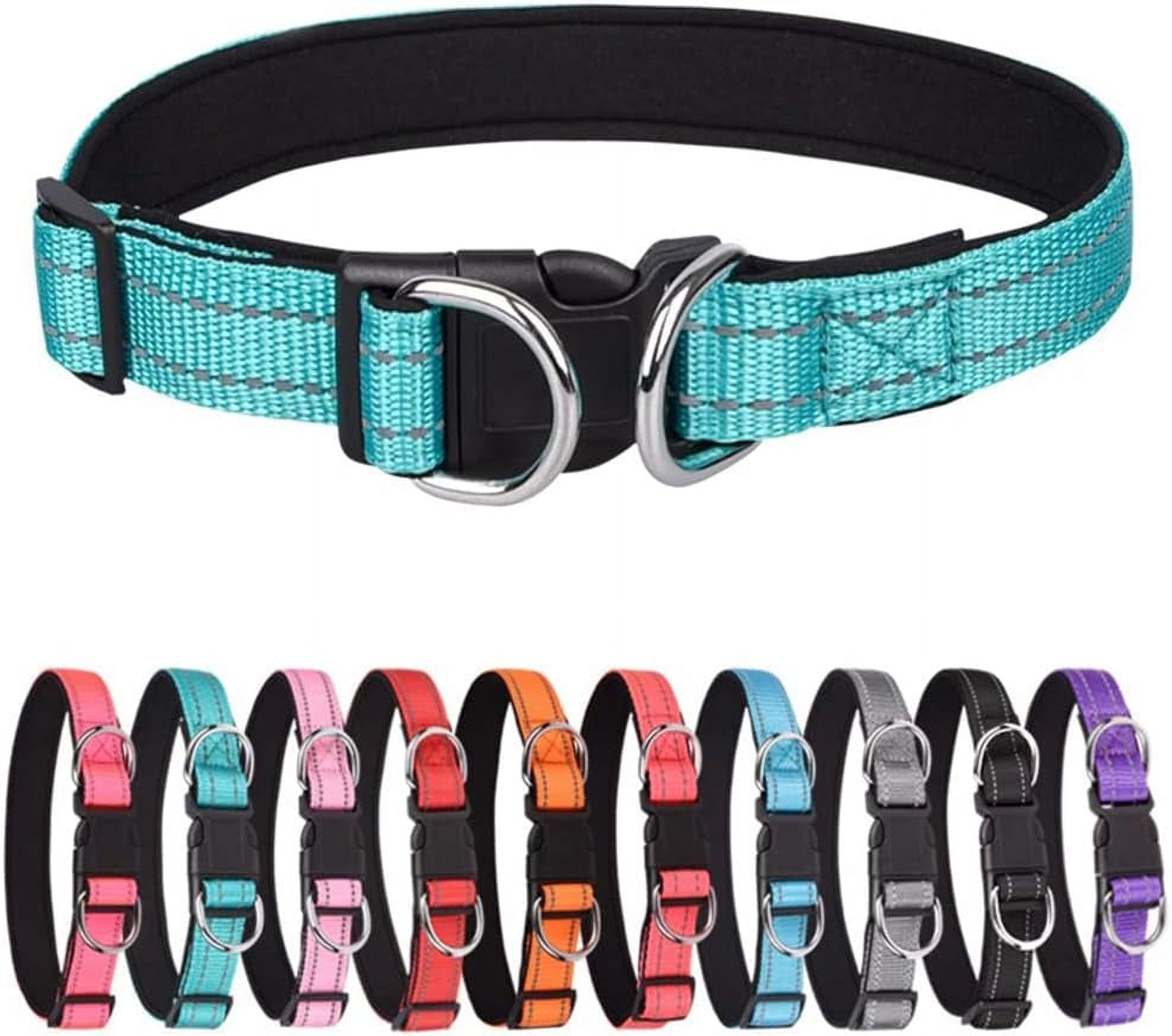 Reflective Small Breed Dog Collar with Double D Rings Soft ...