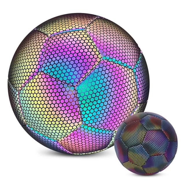 Reflective Soccer Ball Night Glowing Light Up Camera Flash Soccer Ball ...